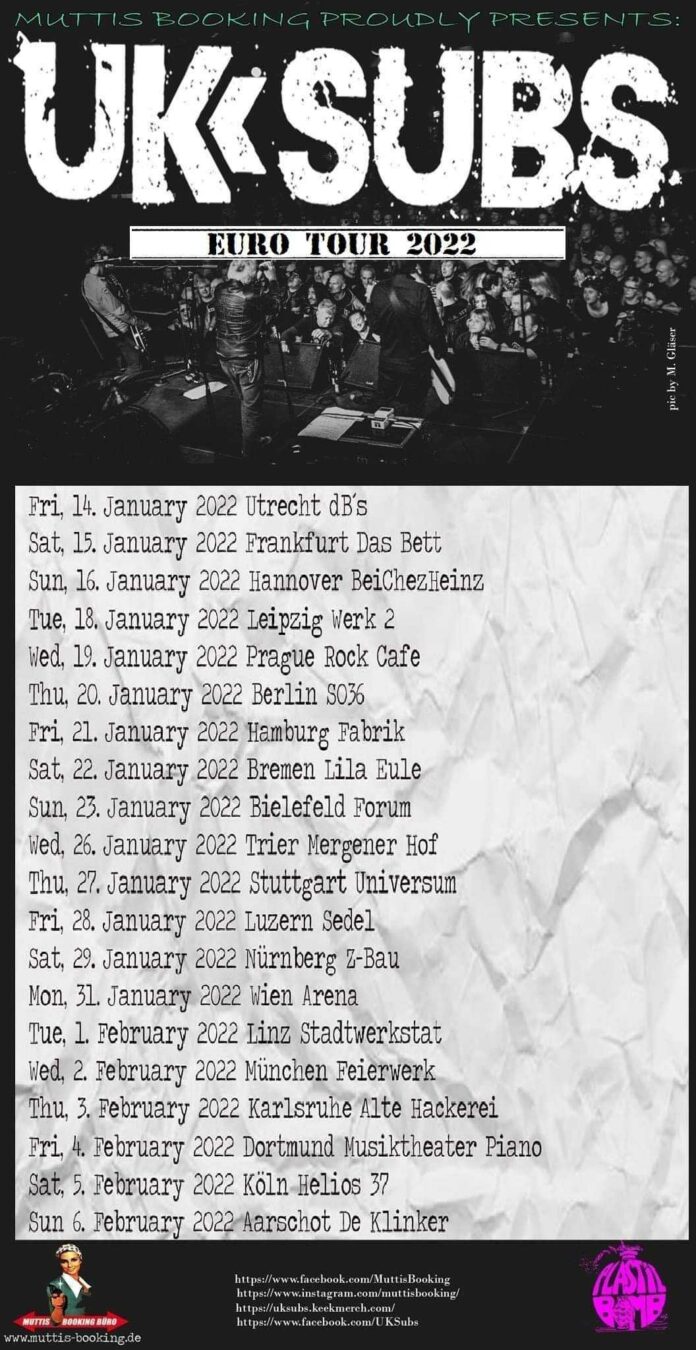 UK SUBS kommen Anfang 2022 auf Tour - AWAY FROM LIFE